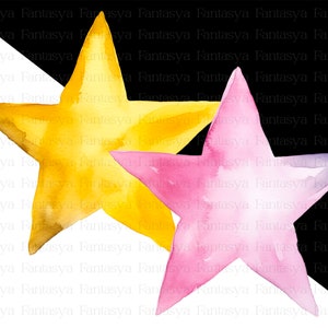 Watercolor Stars Clipart | Digital Download | Hand Painted Stars Png ...