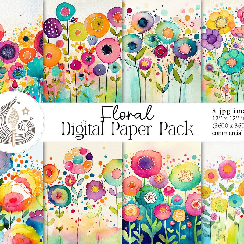 Flower Digital Paper - Etsy