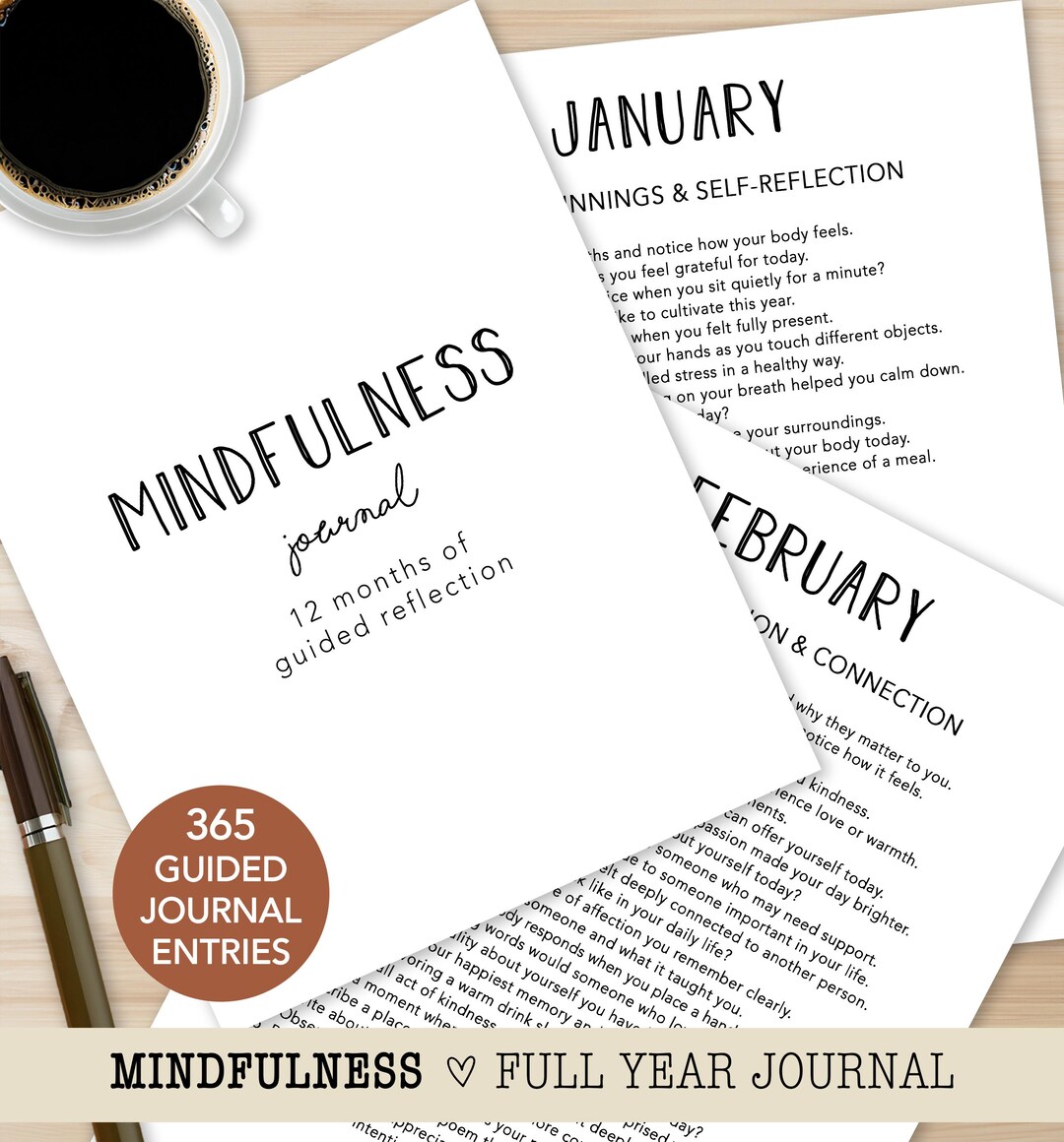 Mindfulness Journal, 12 Month Guided Reflection Workbook, 365 Daily ...