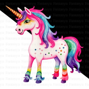 Whimsical Unicorn Clipart Pack Transparent Pngs Birthday Girl Party ...