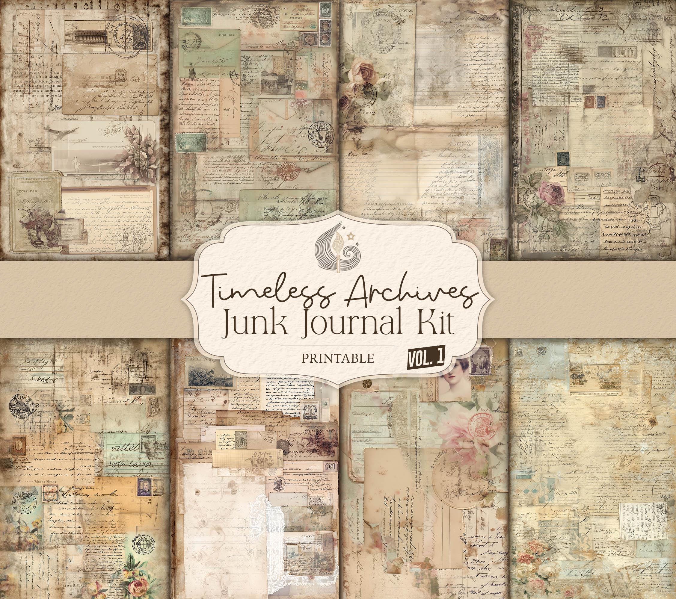 Timeless Archives Junk Journal Kit, Vintage Ephemera, Shabby Chic ...