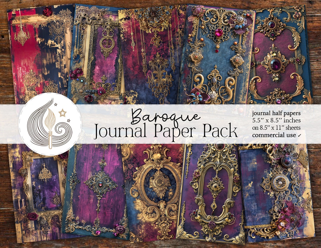 Baroque Junk Journal Paper | Junk Journal Pages | Rococo Gold Frames ...