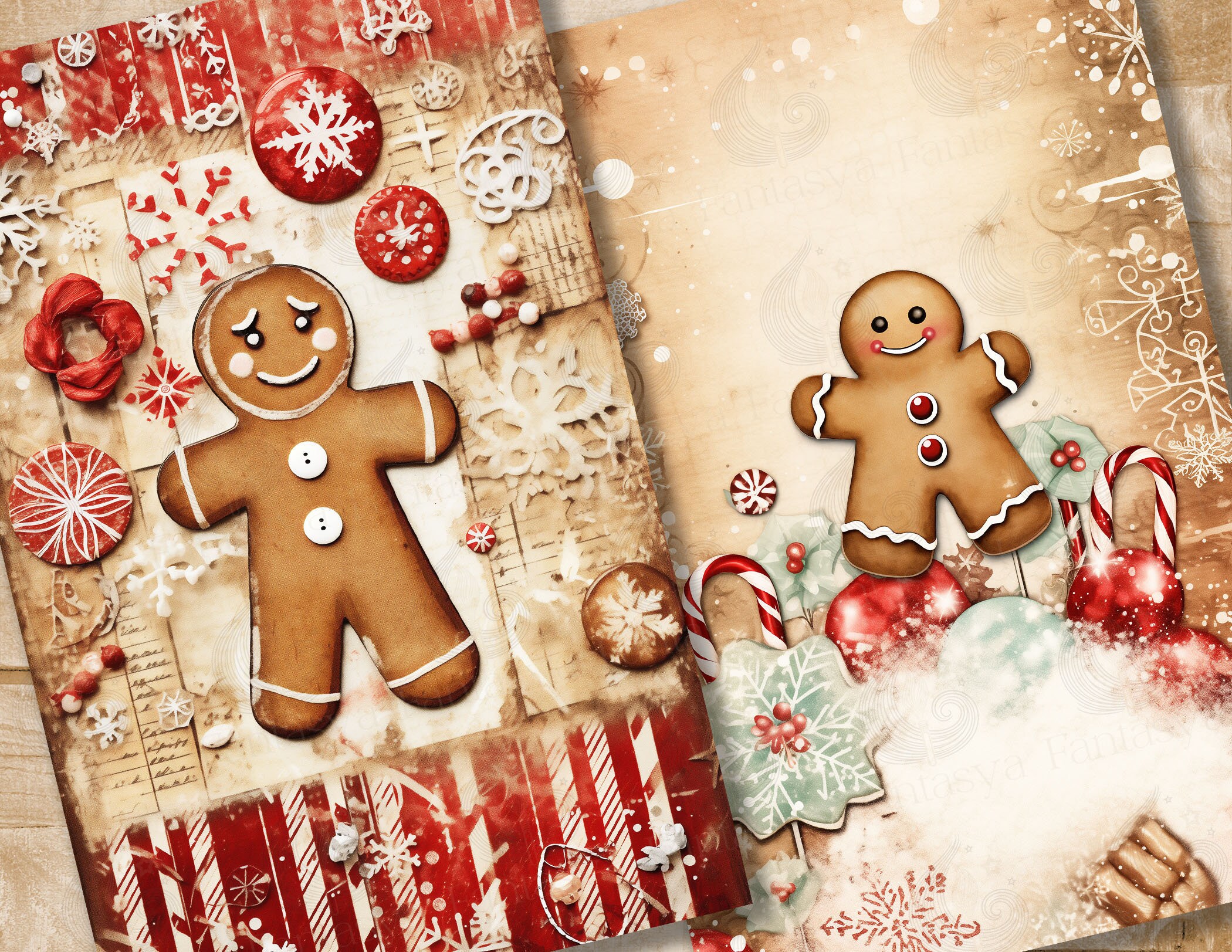 Gingerbread Junk Journal Pages: Warm Holiday Papers With Cookies ...