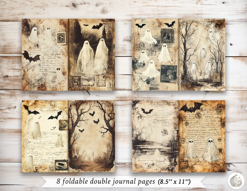 Ghostly Halloween Junk Journal Kit: Spooky Vintage Printable Pages ...