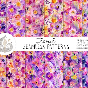 Seamless Watercolor Floral Pattern | Digital Paper Pack | Scrapbook ...