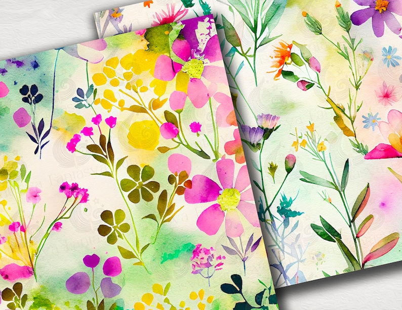 Watercolor Flowers Digital Paper Pack Spring Floral Paper - Etsy