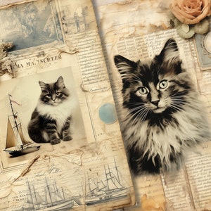 Vintage Cats Junk Journal | Cat Journal Pages | Card Making | Tag ...
