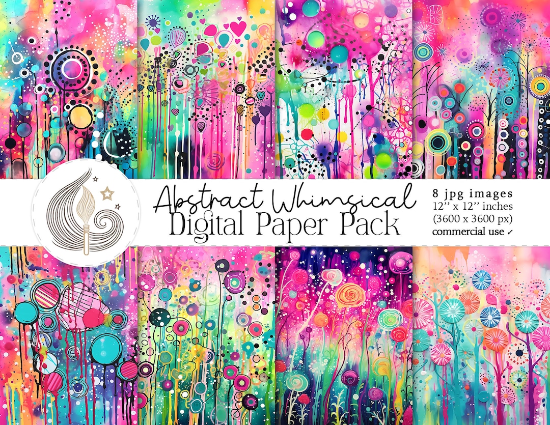 Abstract Whimsical Digital Paper Pack | Mixed Media Art | Collage ...