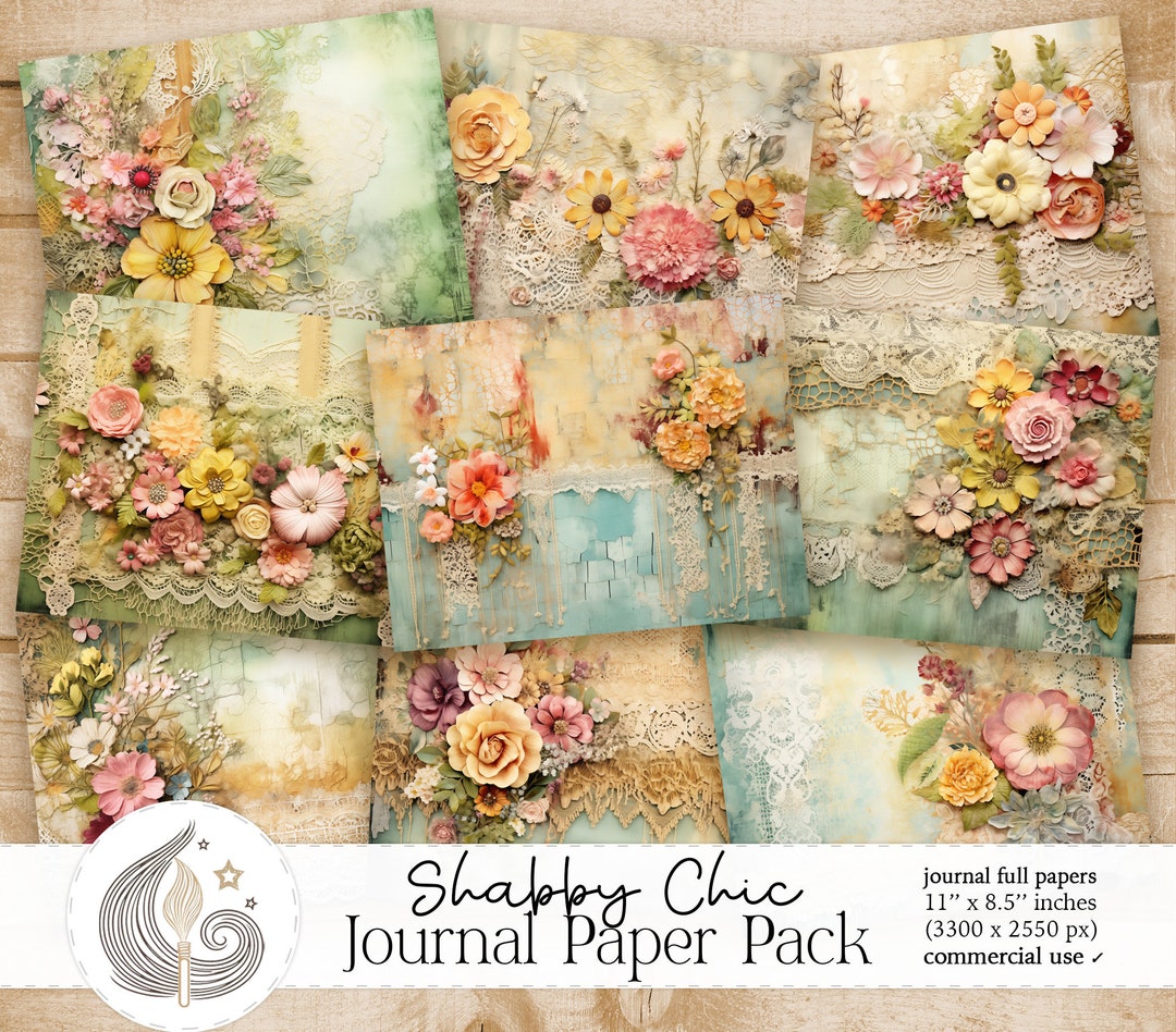 Shabby Chic Junk Journal Papers: Vintage Floral Backgrounds With Lace ...