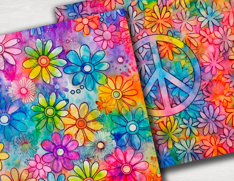 Hippie Digital Paper Commercial Use Hippie Patterns - Etsy