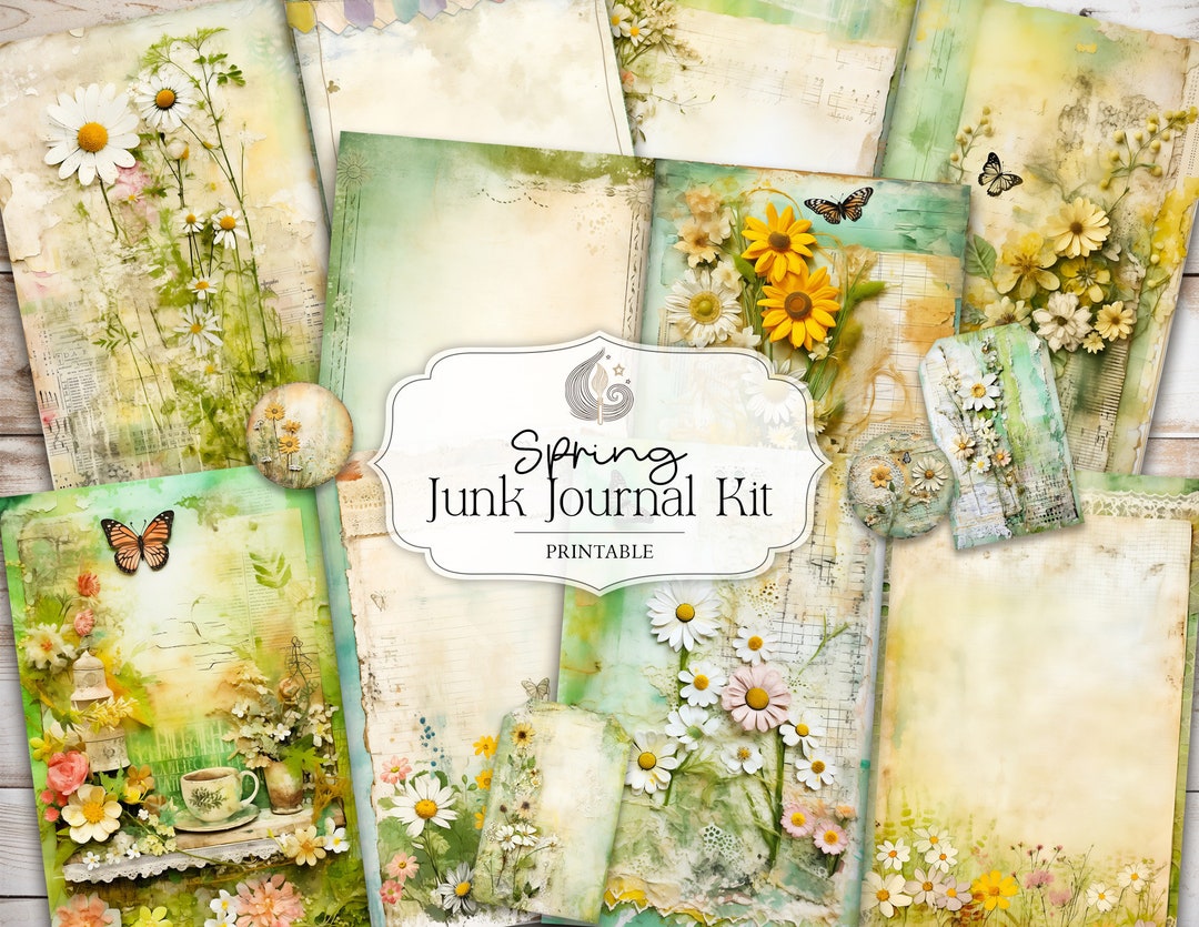 Spring Junk Journal Kit: Fresh Botanical Pastel Printable Pages ...