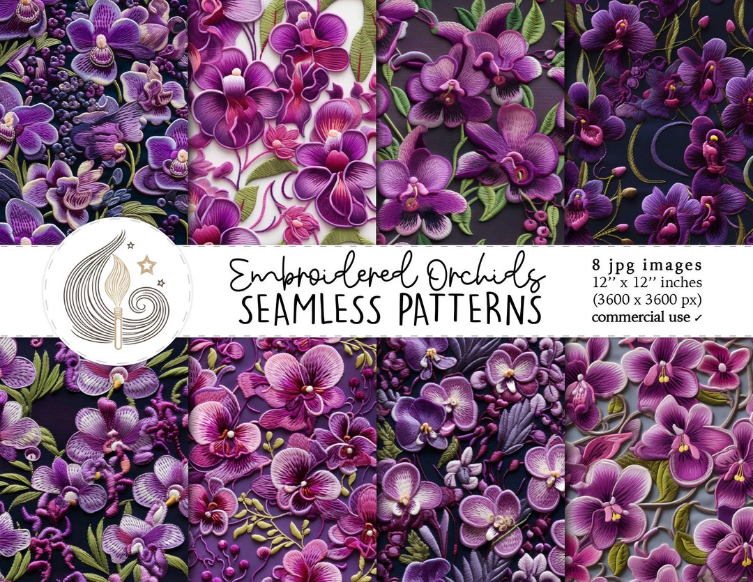 Seamless Orchid Fabric Pattern | Commercial Use | 3d Repeating Orchid ...