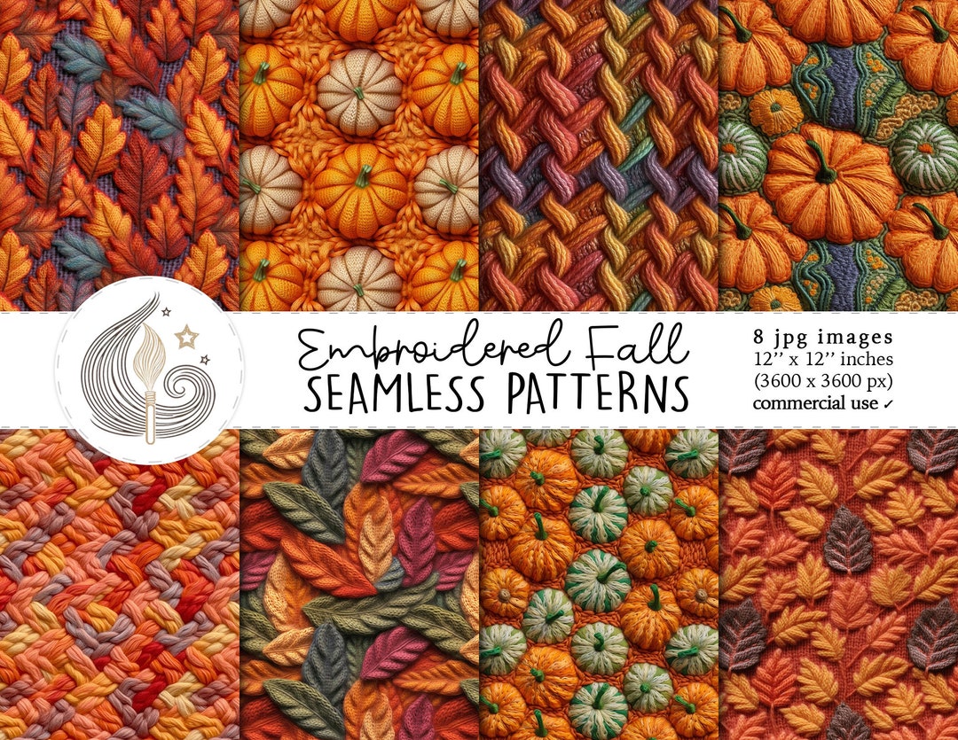 Seamless Fall Fabric Pattern | Commercial Use | 3d Seamless Autumn ...