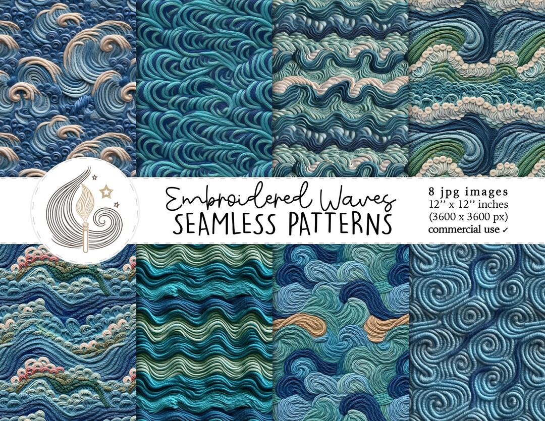 Seamless Ocean Waves Fabric Pattern | Commercial Use | 3d Seamless Sea ...