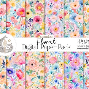 Seamless Floral Pattern Commercial Use Seamless Floral Digital Paper ...