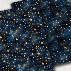 Night Sky Stars | Seamless Digital Pattern | Stars Paper | Watercolor ...