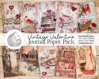 Vintage Valentine Junk Journal Pages: Romantic Tea Party Papers With ...