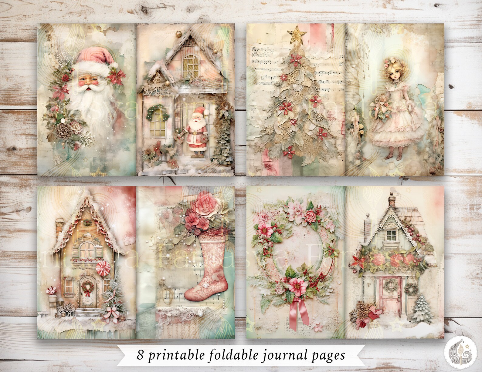 Dreamy Christmas Junk Journal Kit: Soft Vintage Holiday Printable Pages ...
