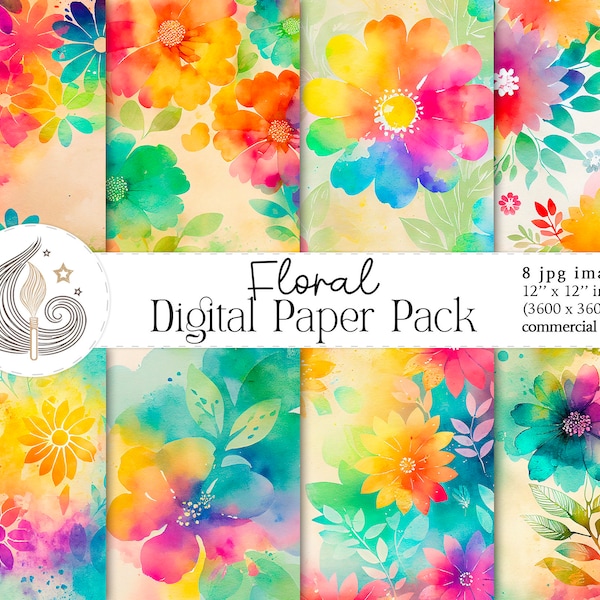 Flower Digital Paper - Etsy