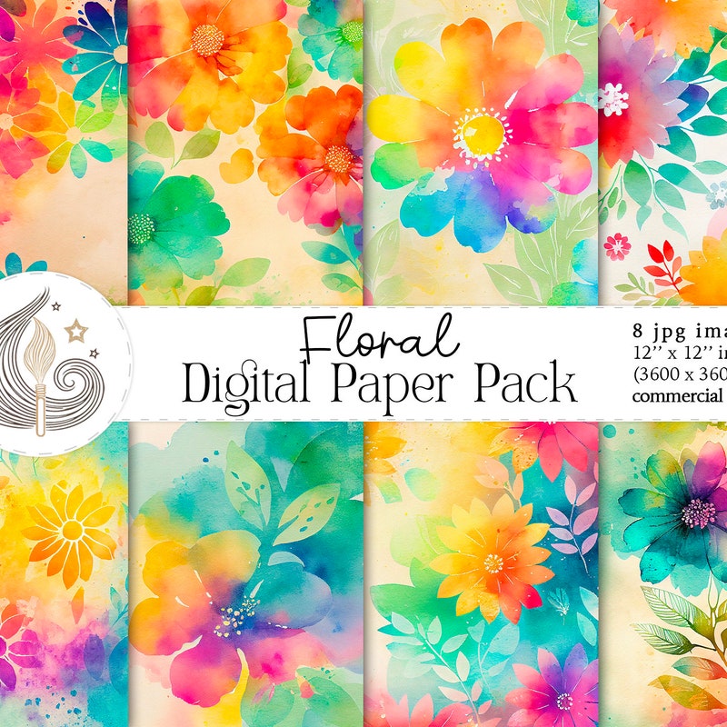 Flower Digital Paper - Etsy