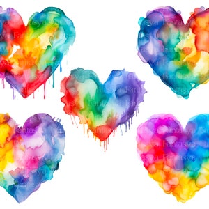 Rainbow Heart Clipart | Watercolor Splashes | Paint Splash Clipart ...