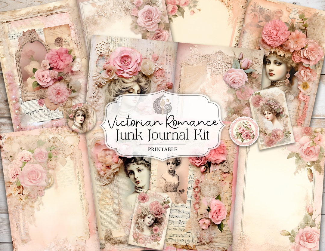 Victorian Romance Junk Journal Kit: Elegant Vintage Floral Printable ...