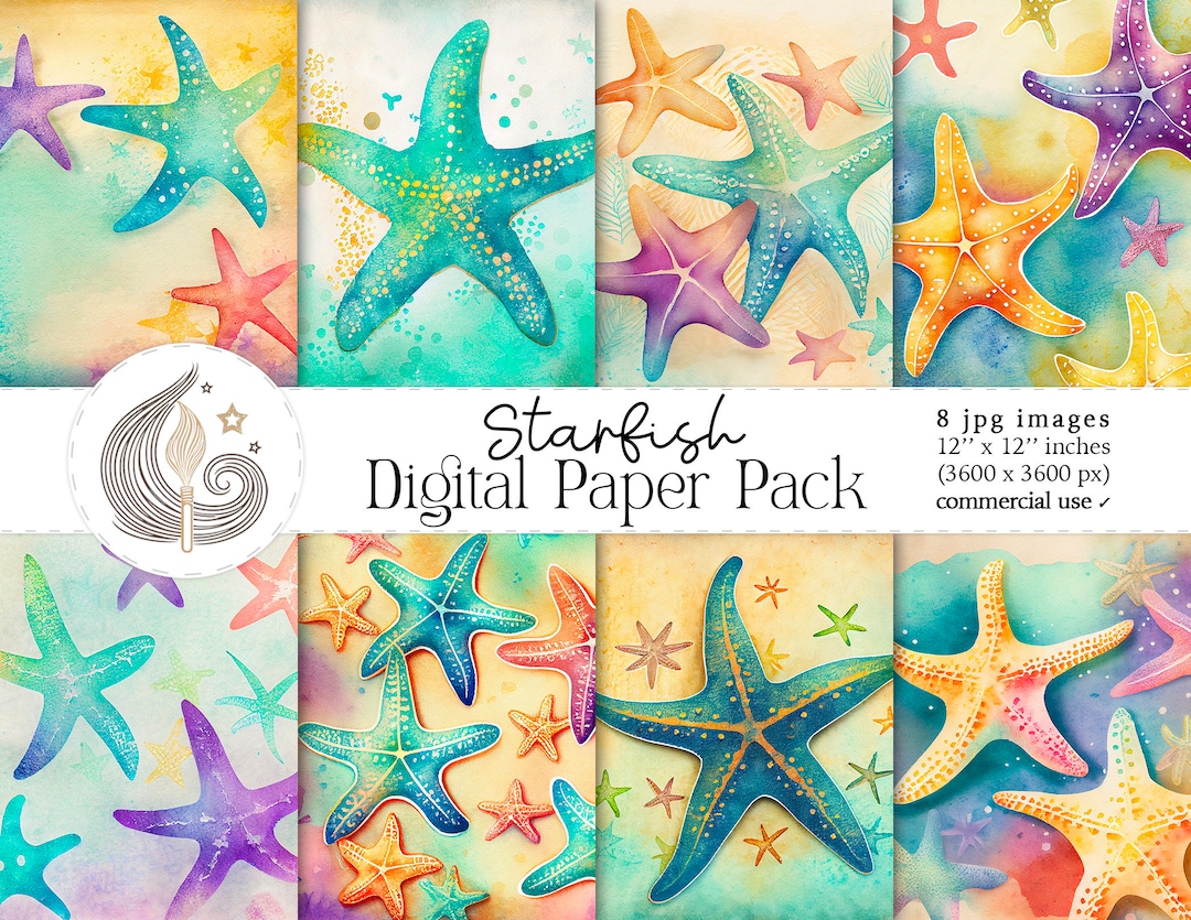 Starfish Digital Paper | Sea Life | Watercolor | Summer | Commercial ...