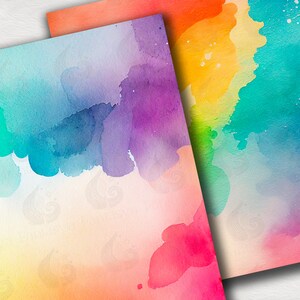 Rainbow Digital Paper | Background | Watercolor Rainbow Patterns ...