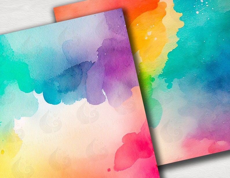 Rainbow Digital Paper Pack: Soft Gradient Watercolor Backgrounds - Etsy