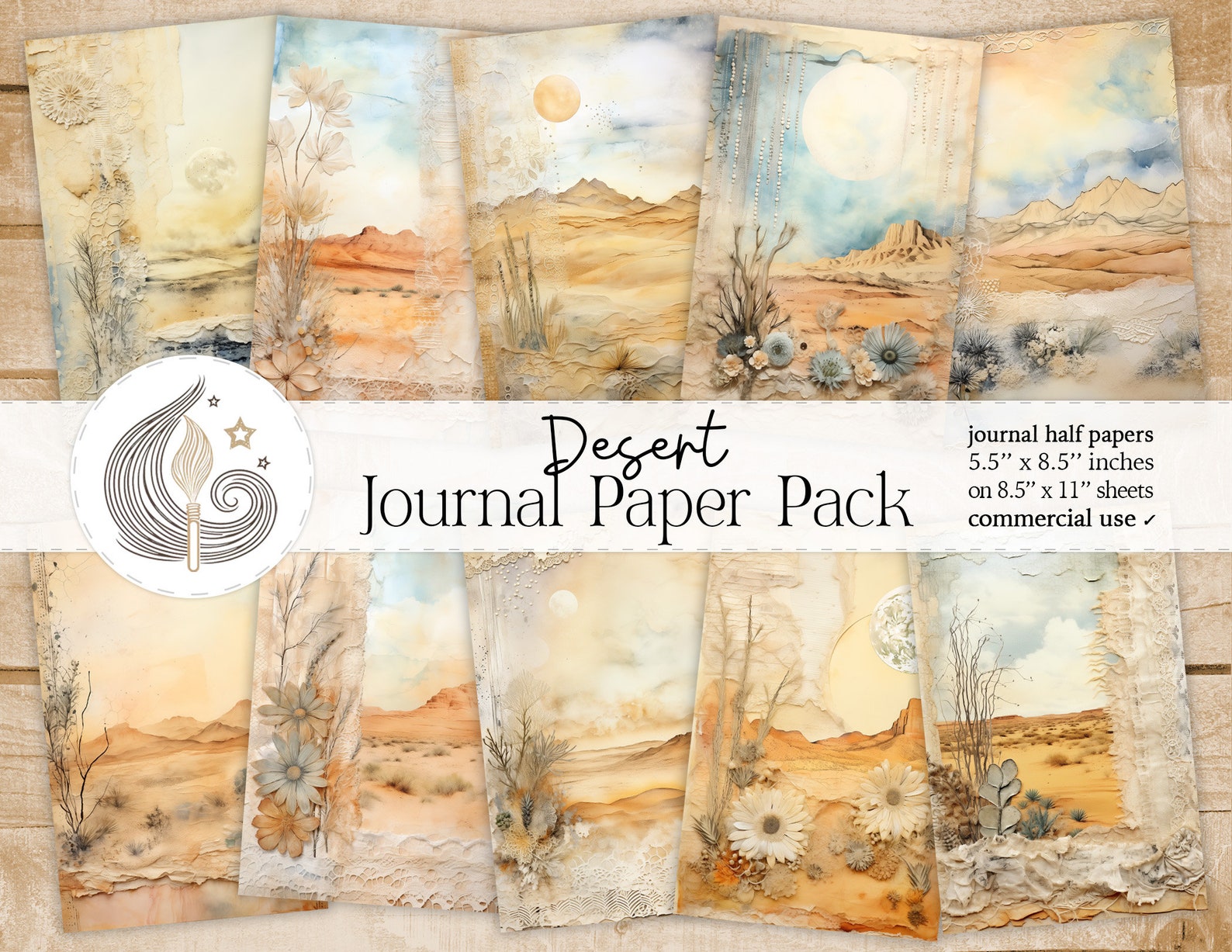 Desert Junk Journal Pages: Warm Earthy Papers With Sandstone Landscapes ...