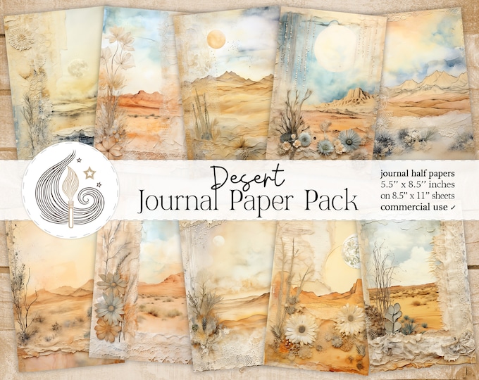 Desert Junk Journal Pages: Warm Earthy Papers With Sandstone Landscapes ...