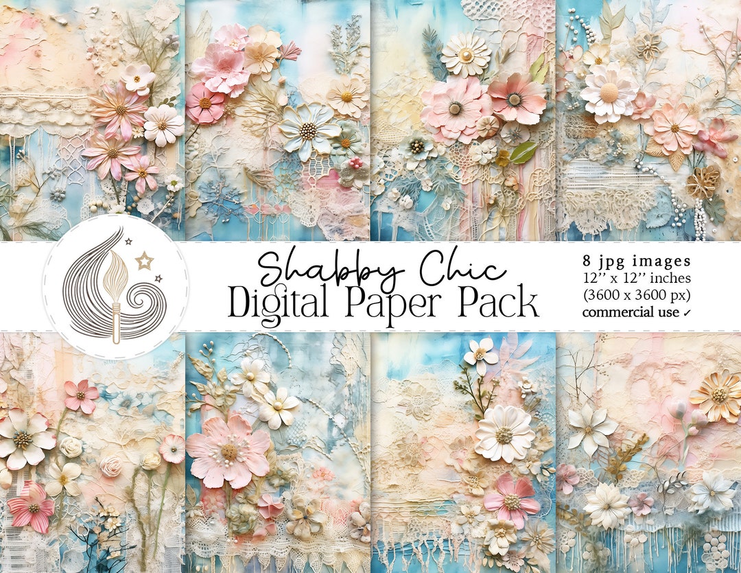 Scrapbook Paper | Floral Shabby Chic | Junk Journal | Digital Download ...