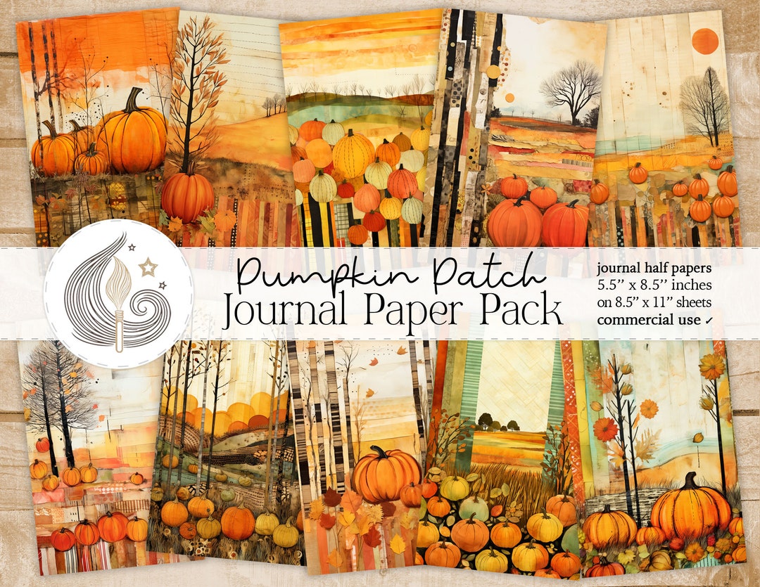 Pumpkin Patch Journal Pages Fall Junk Journal Supplies Card Making Tag ...