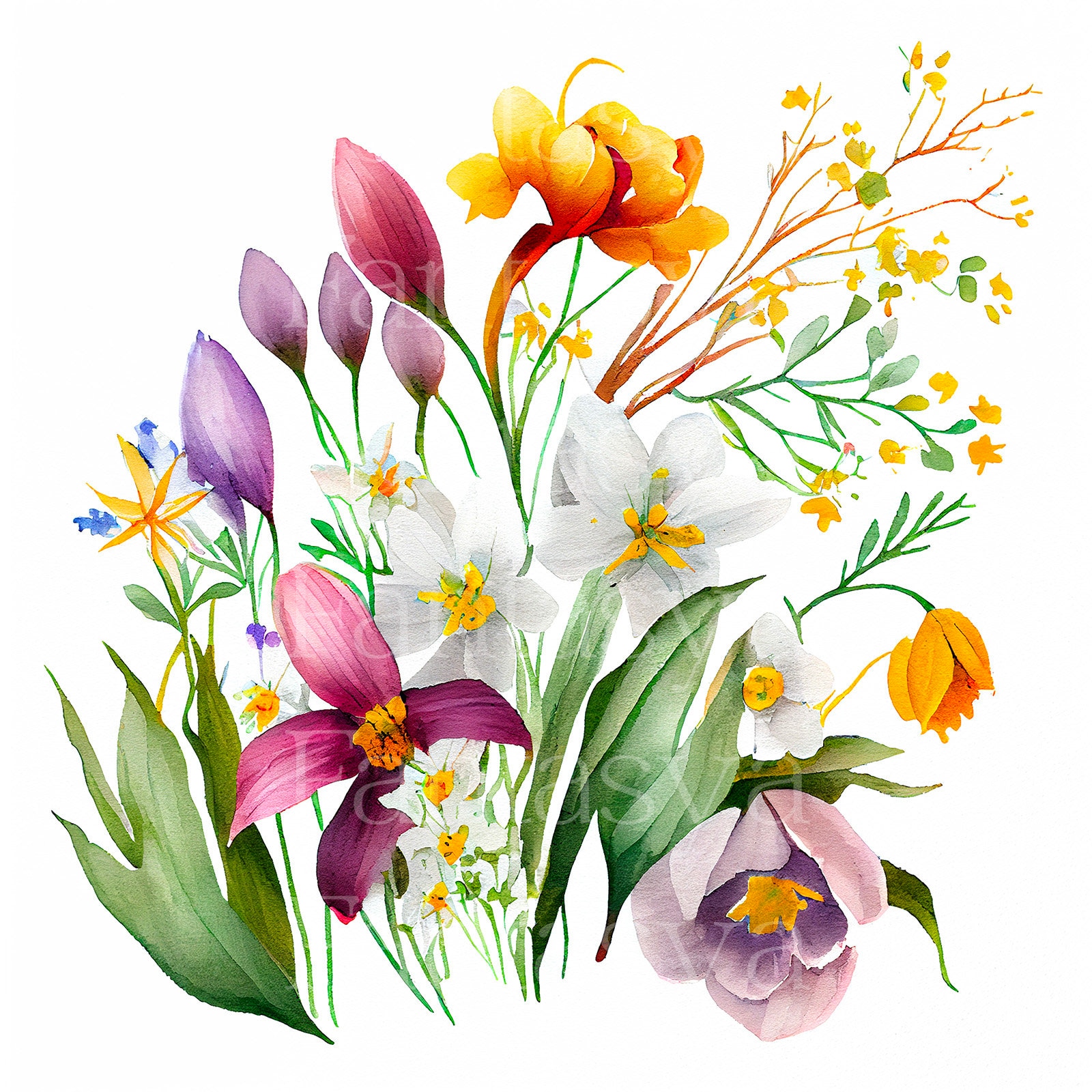 Spring Flowers Images Watercolor Clipart Pack Scrapbook - Etsy