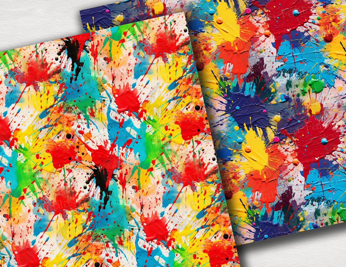 Brush Strokes Seamless Patterns: Abstract Paint Digital Paper Pack With ...