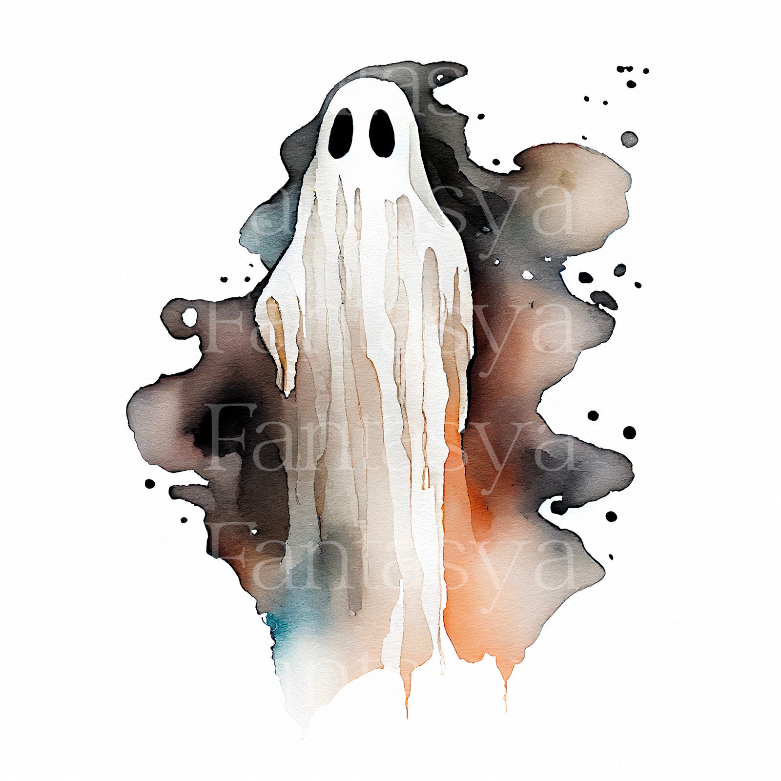Watercolor Ghost Clipart | Halloween Collage Images (jpgs, Commercial ...