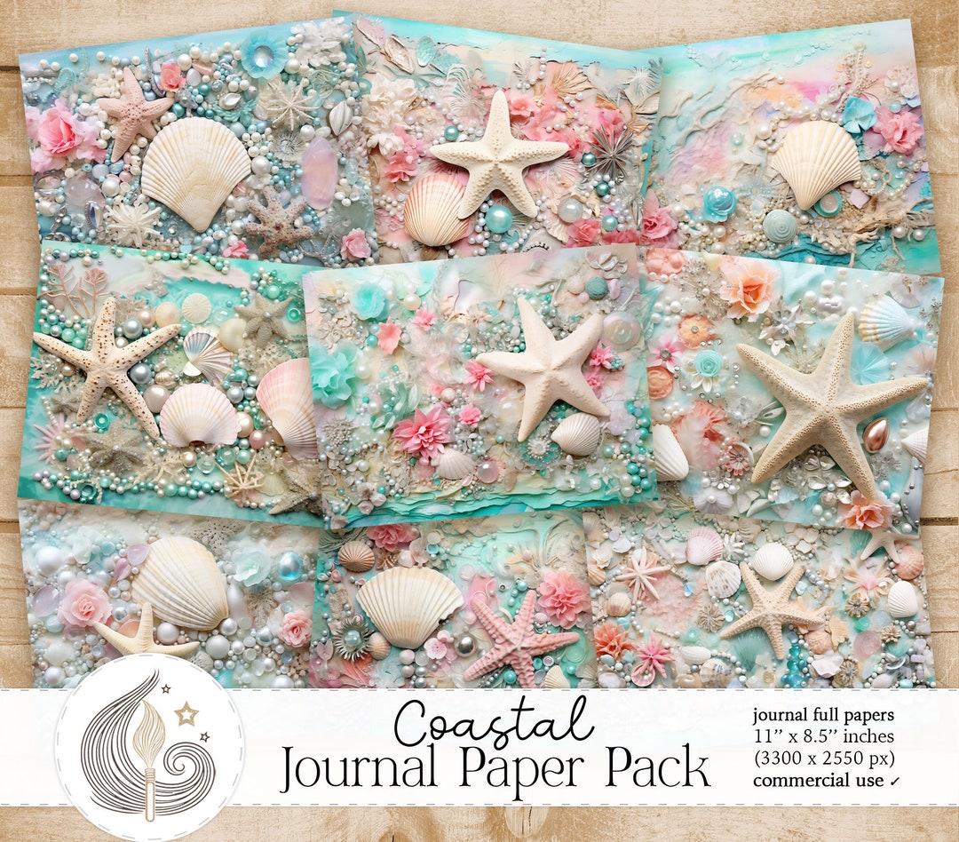 Beach Shabby Chic Junk Journal Paper | Ocean Printable Paper | Sea ...