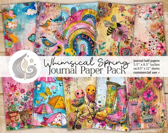 Whimsical Spring Junk Journal Pages: Cottagecore Rainbow Printable ...