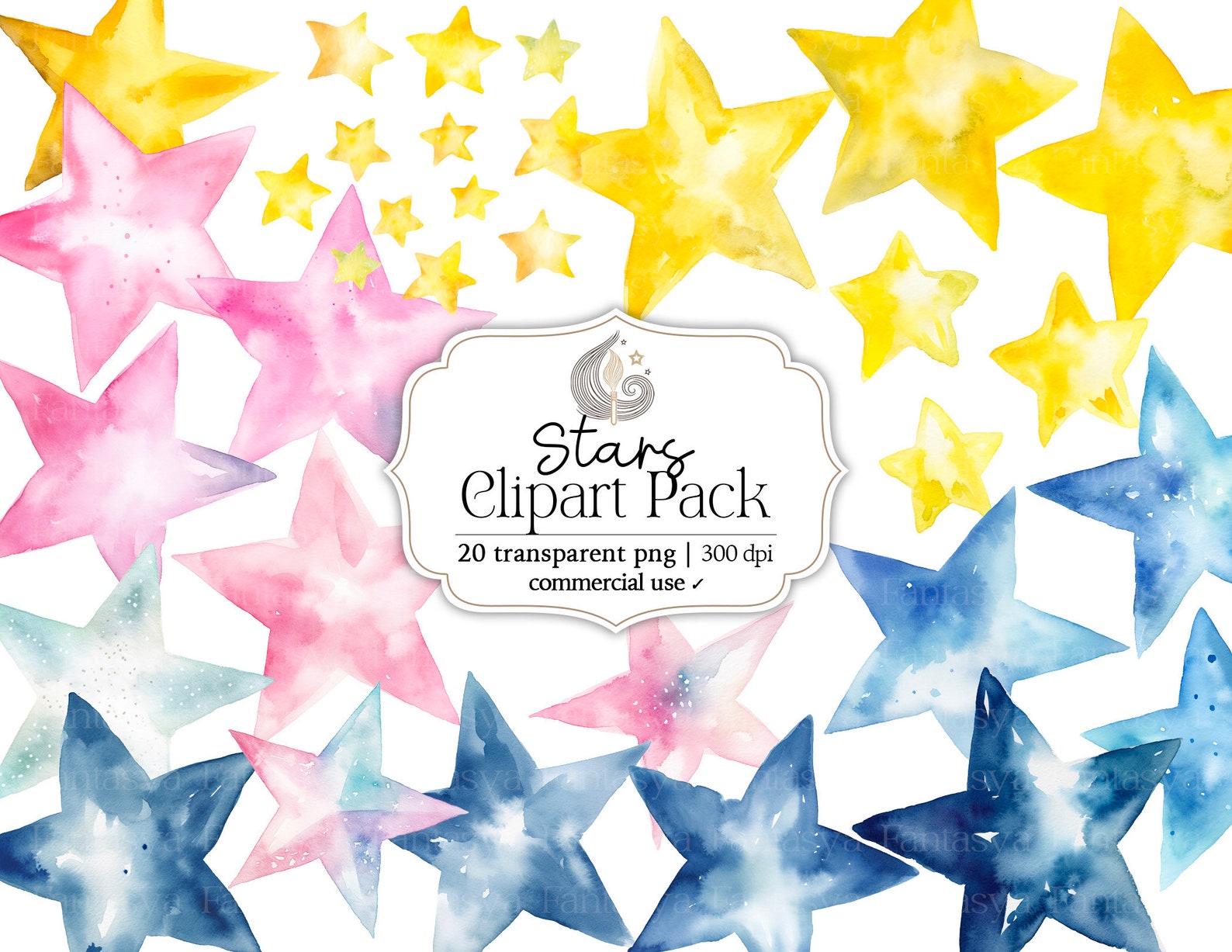 Watercolor Stars Clipart Digital Download Hand Painted - Etsy