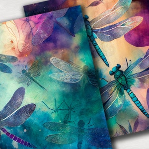 Dragonfly Digital Paper | Watercolor Dragonflies | Commercial Use ...