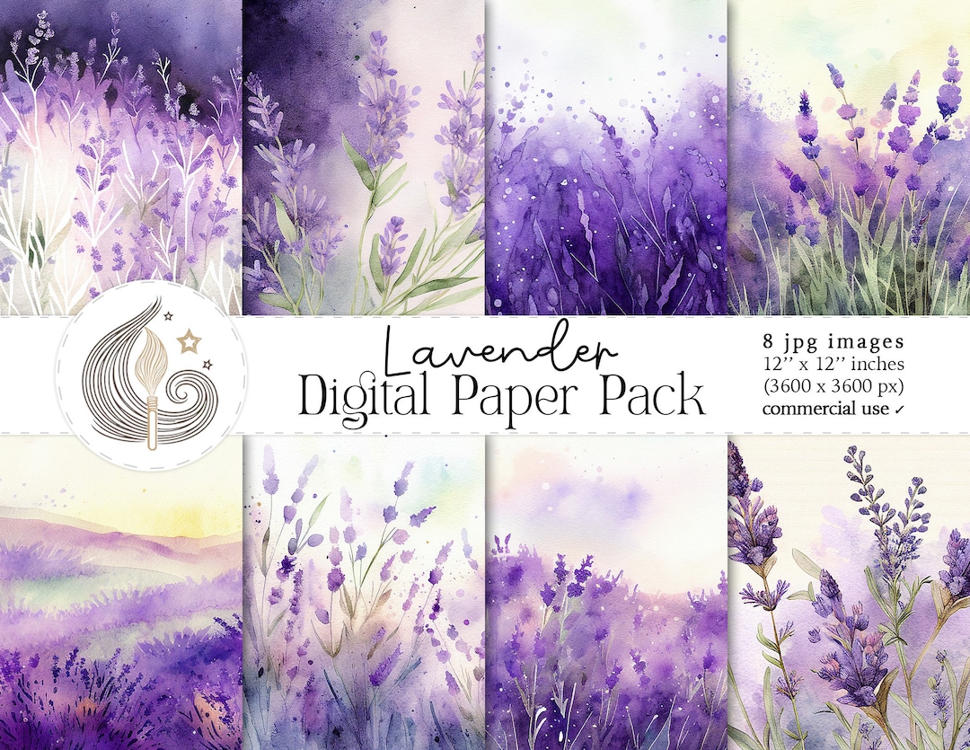 Lavender Digital Paper | Scrapbook Paper | Watercolor Lavender ...