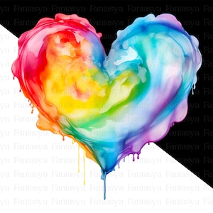 Rainbow Heart Clipart | Watercolor Splashes | Paint Splash Clipart ...