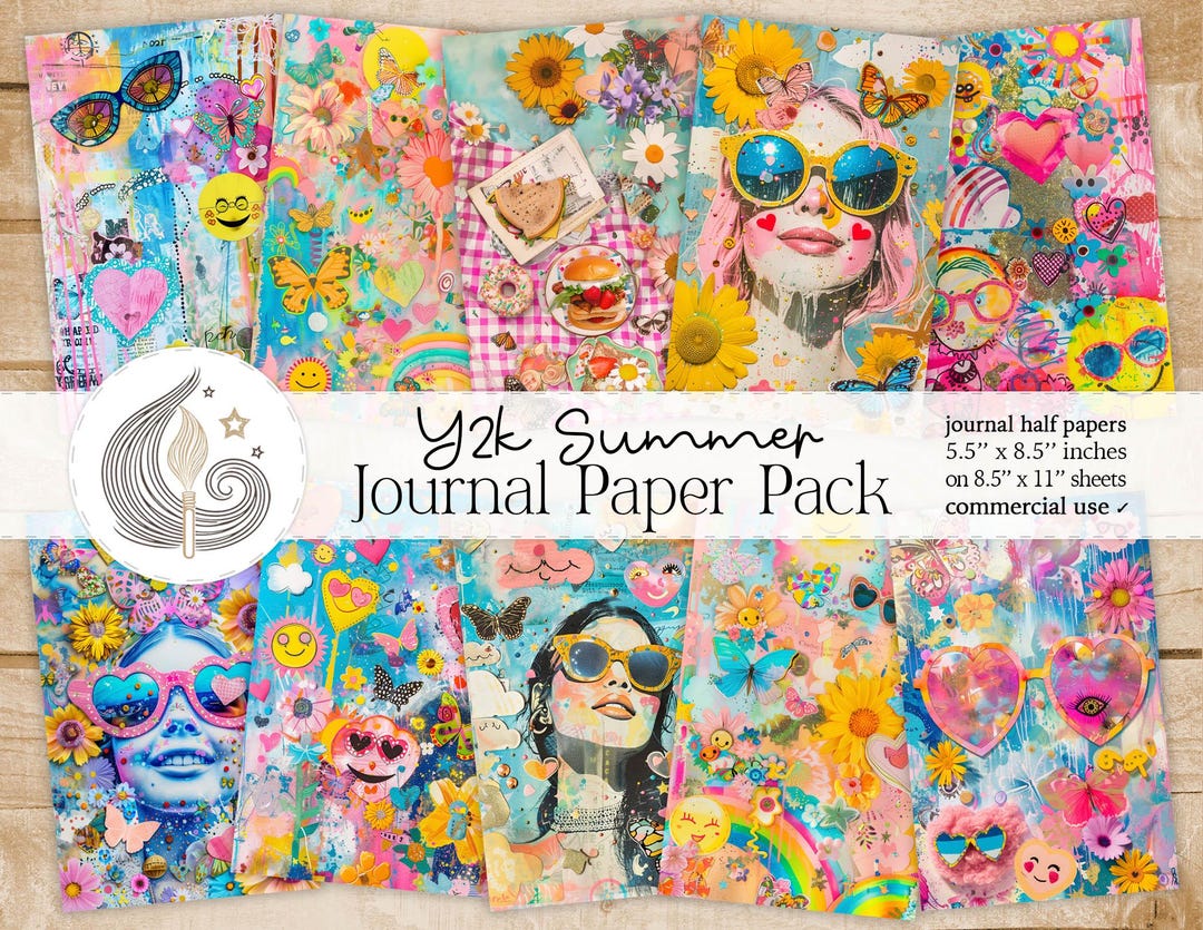 Y2K Summer Junk Journal Kit | Groovy Girl Printable Papers | Bright ...