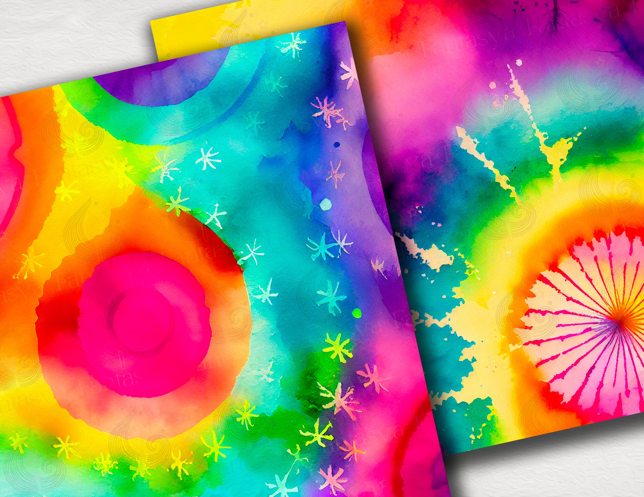 Tie Dye Digital Paper Vibrant Rainbow Tie Dye Hippie - Etsy