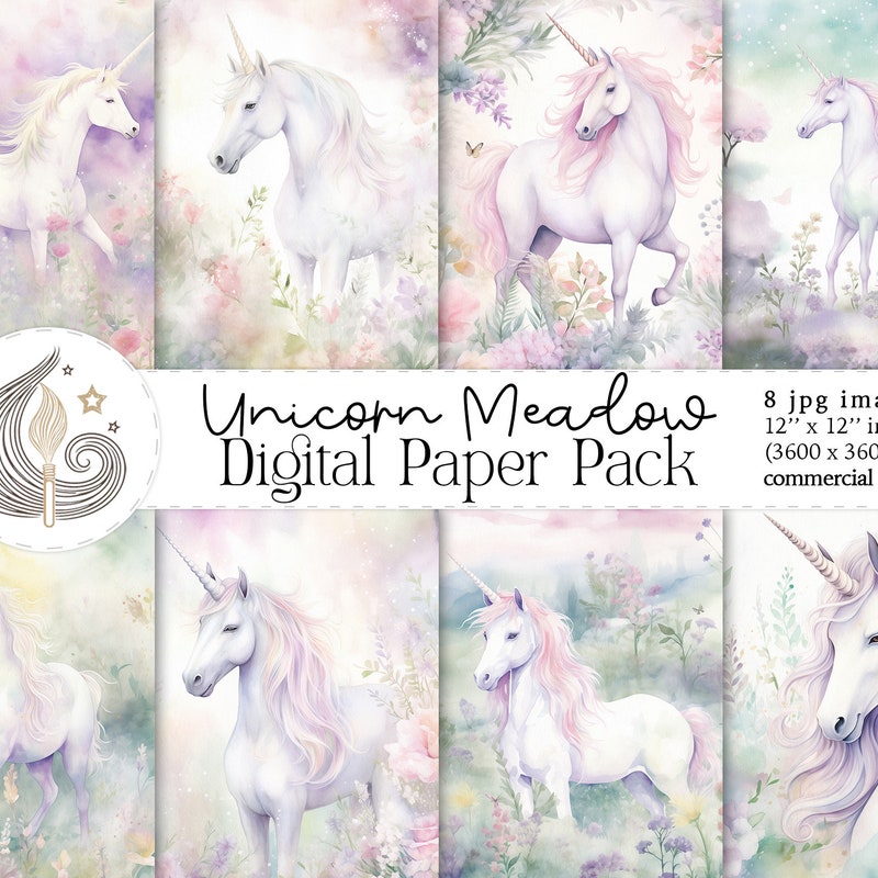 Unicorn Digital Paper - Etsy