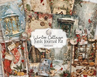 Winter Cottage Junk Journal Kit: Rustic Cozy Holiday Printable Pages ...