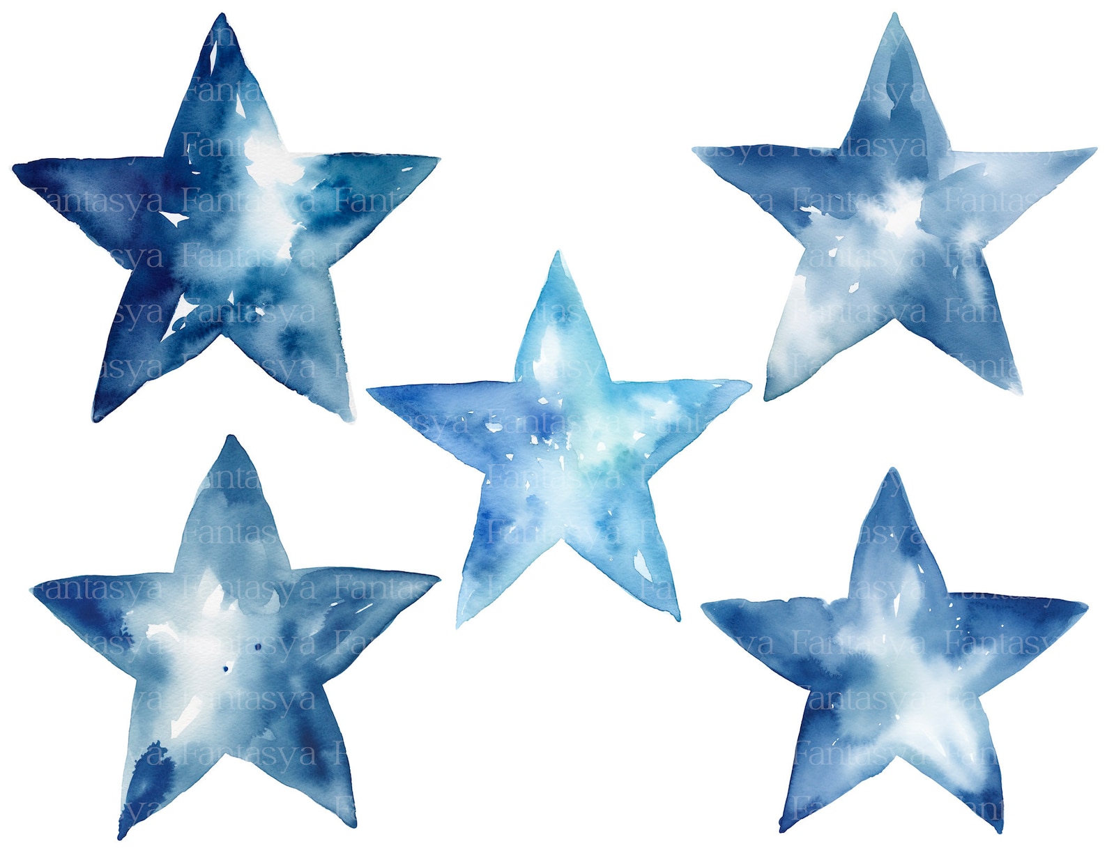 Watercolor Stars Clipart Digital Download Hand Painted - Etsy
