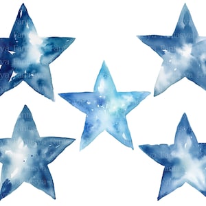 Watercolor Stars Clipart | Digital Download | Hand Painted Stars Png ...
