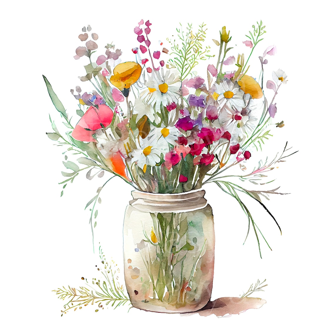 Wildflower Images Watercolor Clipart Pack Scrapbook Images - Etsy