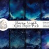 18 Watercolor Whimsical Starry Night Digital Papers, Night Sky Texture ...